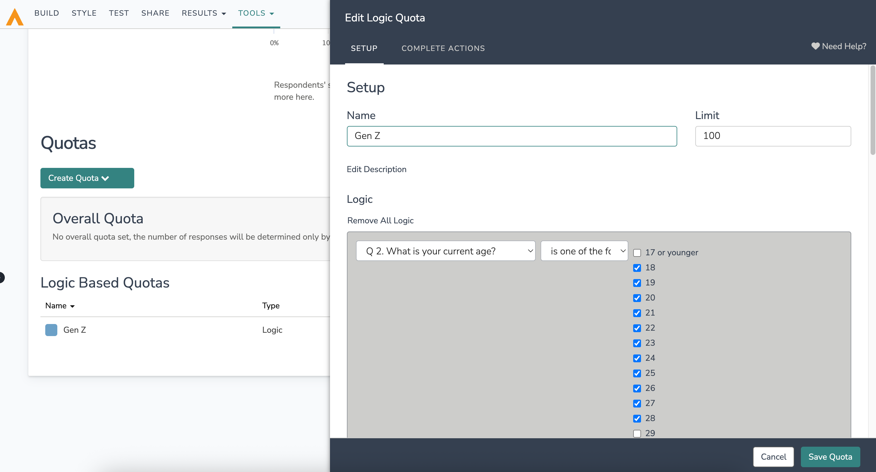 Quotas in Alchemer Surveys – Help Center